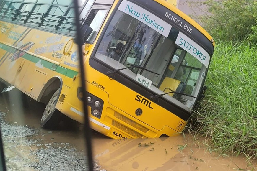 Bengaluru Pothole Horror: School Bus Topples with 20 Students ...